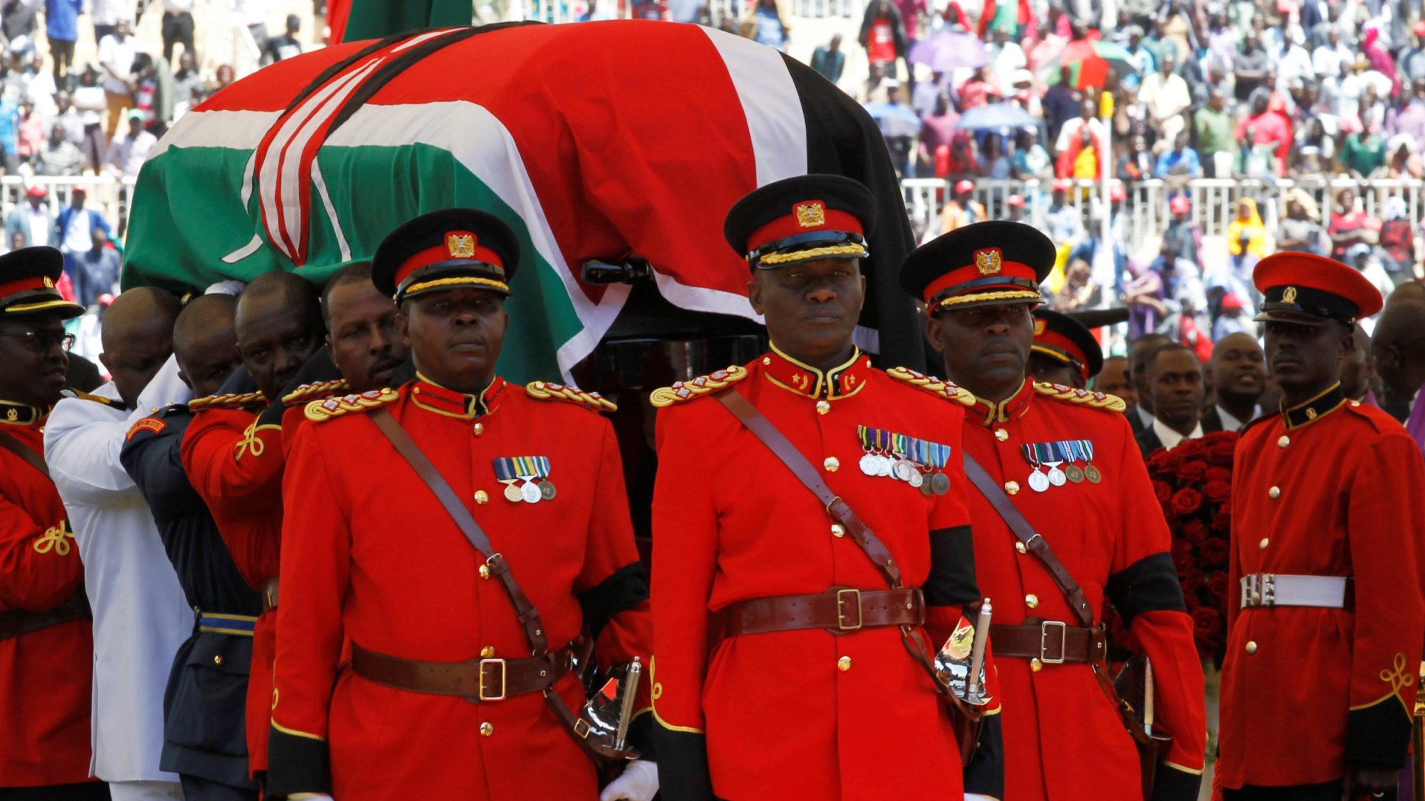 Thousands pack Nairobi stadium for funeral of former president