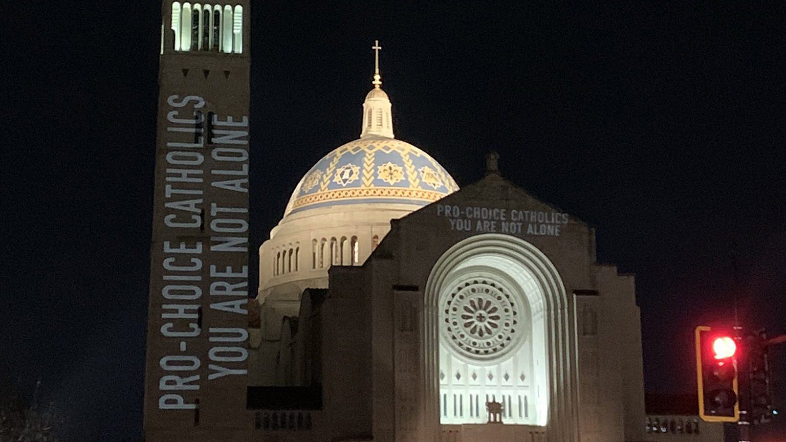 Activist group projects pro-choice messages on Washington basilica on ...