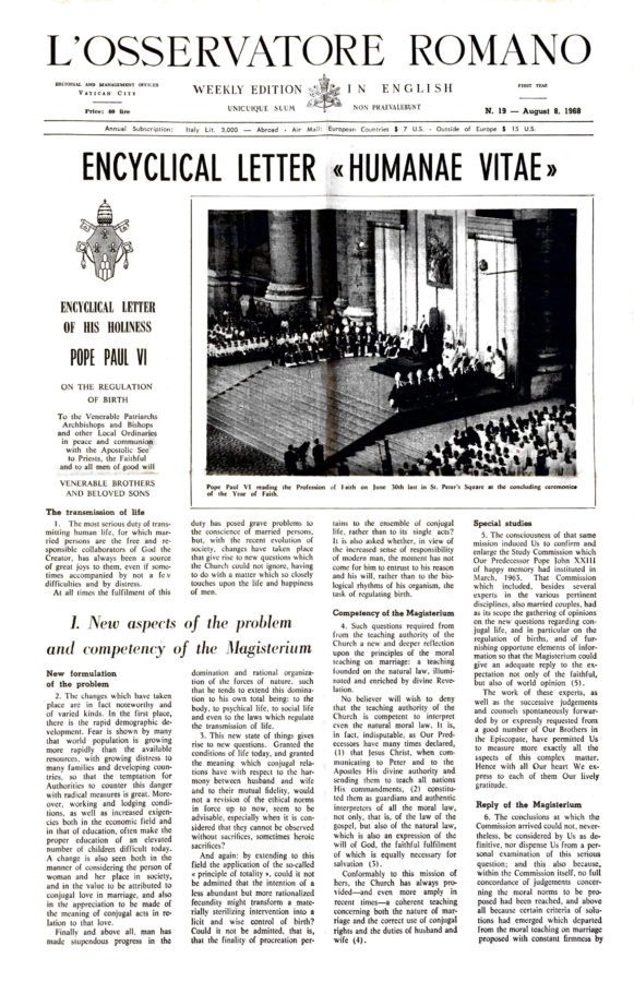 Academy’s foray into ‘Humanae Vitae’ row a new act in an old story