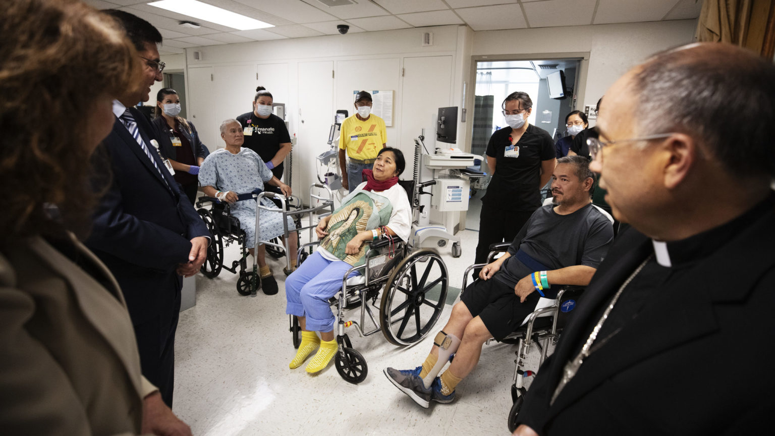 LA Auxiliary Bishop Brian Nunes visits Queen of the Valley hospital